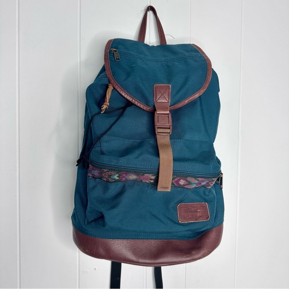 L.L. Bean | Bags | Vintage 9s Ll Bean Bookbag Backpack Aztec Teal ...